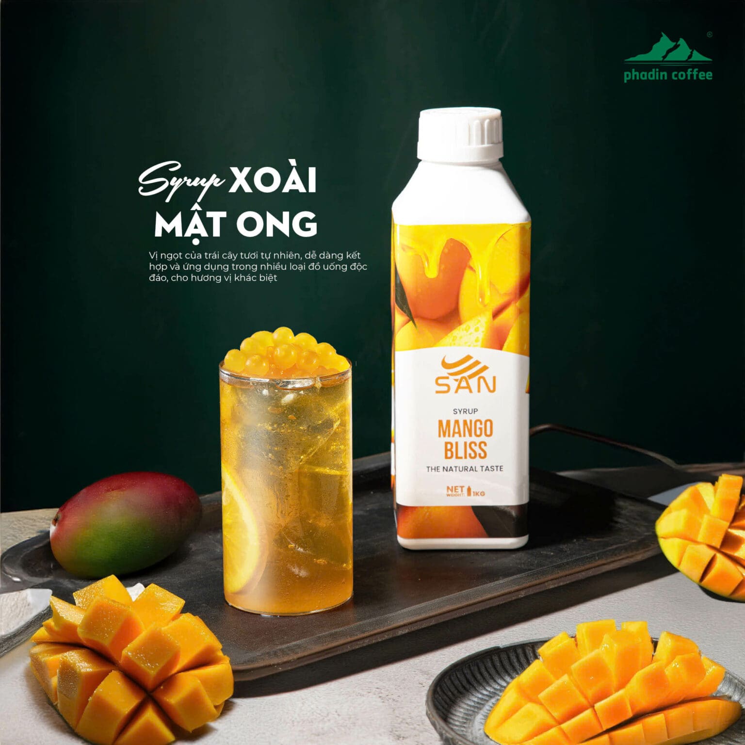 Syrup xoài mật ong 1 kg – Vị nắng hạ thanh mát | Phadin Coffee